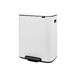 Brabantia Recycling Pedal Bin, Steel, White, Large (2x30L)