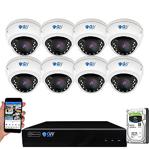 GW Security 8 Channel 4K NVR 8MP AI Human Vehicle Detection Starlight Color Night Vision Security Camera System with 8 UHD 4K 2160P Microphone PoE Outdoor/Indoor Weatherproof IP Security Dome Cameras