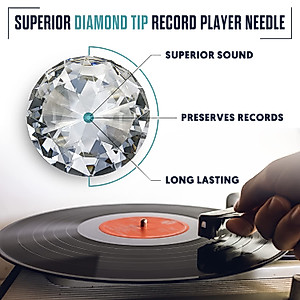 3-Pack Record Player Needle Replacement w/Diamond Tip - Compatible with Crosley, Jensen, Pyle, Detrola & More - Superior Sound - Protect Your Vinyl - 3000Hrs of Playback – Quick Install