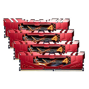 G Skill Ripjaws 4 F4-2666C15Q-32GRR 32GB Kit DDR4-2666 MHz Unbuffered Non-ECC Memory Modules with Heatspreader - Red