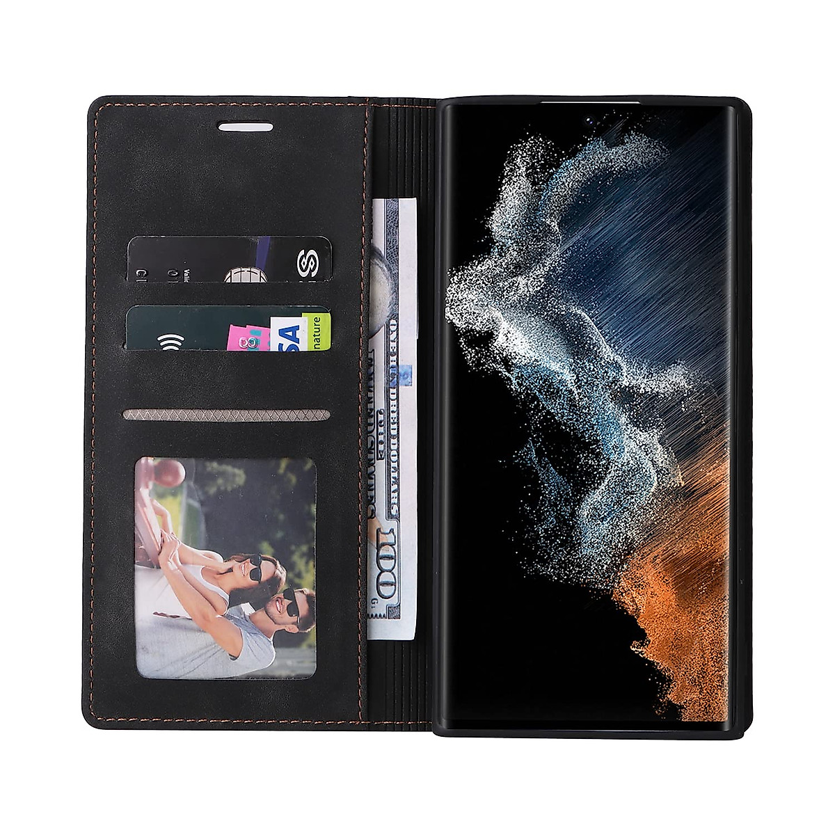 ZZXX for Samsung Galaxy A13 5G Case Wallet with [RFID Blocking] Card Slot Photo Fram Kickstand Magnetic Soft Leather Flip Fold Case for Samsung Galaxy A13 5G Wallet Case(Black-6.5 inch)