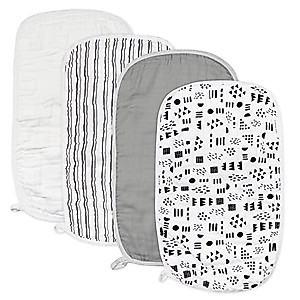 HonestBaby Baby Organic Cotton Multi-Layer Burp Cloths Multipack, Pattern Play, One Size US