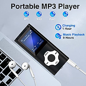 MP3 Music Player with Bluetooth 5.0, Mp3 Player with 32GB TF Card,FM Radio,Earphone, Portable HiFi Music Player with Voice Recorder/Video/Photo Viewer/E-Book Player for Kids,Running,Walking (Black)