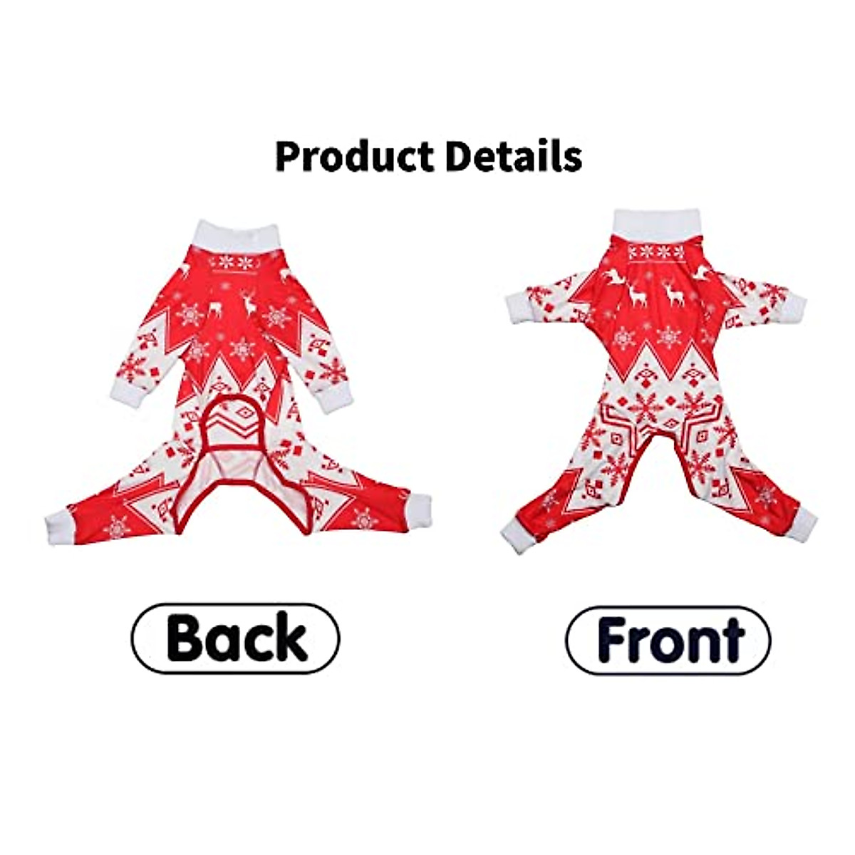 Xqpetlihai Christmas Dog Clothes Dog Onesie Surgery Recovery Suit Dog Pajamas for Large and Medium Dog (M,CH)