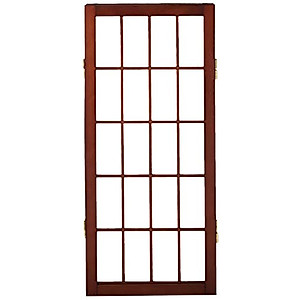 2 ft. Short Desktop Window Pane Shoji Screen - Walnut - 3 Panels