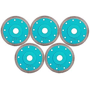 PEAKIT Supper Thin Tile Blade 4.5 Inch 5 Pack Diamond Porcelain Saw Blade Ceramic Cutting Disc Wheel for Angle Grinder