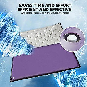 Free Flow Full Wave Mediume Water Bed, Square Purple Durable PVC Foldable Water Bed Set with Smart Thermostats, No Frame Needed Softside Water Bed, Water Beds for Adults, Elderly (Queen)