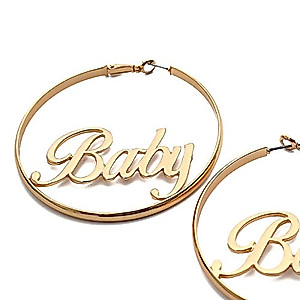 Hoop earrings geometric dangle Alloy Hollow Out Letters Star Engraving Earrings Jewelry for Womens (1 Pairs Gold)