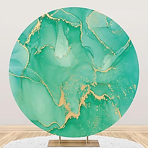AWERT Polyester Diameter 6.5ft Round Marble Backdrop Green Marble Gold Texture Abstractism Photography Background Birthday Party Wedding Bridal Shower Photo Booth Decoration Props