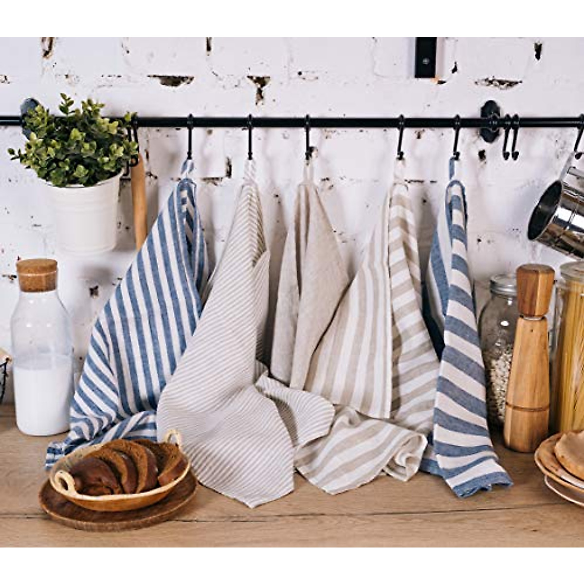 LINICHE Linen Kitchen Towels | 30x20 Inches | Pack of 2 | Lint-Free Dish Cloth | Lightweight Fabric | Flax Tea Towel, Napkin | Table Setting Accessories | Wedding Gift