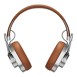MASTER & DYNAMIC MH40 Over-Ear Wireless Headphones Gen II, Silver Metal/Brown Coated Canvas/Brown Leather