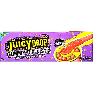 Juicy Drop Dip ‘N Stix Halloween Sweet & Sour Candy Variety Pack - 8 Count Sweet Candy & Sour Gel In Assorted Fruity Flavors - Fun Gummy Candy For Halloween Candy Bowls, Parties & Trick Or Treating