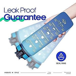 Giotto 32oz Large Leakproof BPA Free Drinking Water Bottle with Time Marker & Straw to Ensure You Drink Enough Water Throughout The Day for Fitness and Outdoor Enthusiasts-Ombre Orange Green