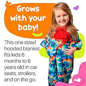Birdy Boutique Car Seat Poncho for Kids – Safe to Use Over Seat Belts – Reversible Warm and Cozy Blanket – Easy on Easy Off and Doesn’t Impact Car Seat Performance – Tie Dye – One Size