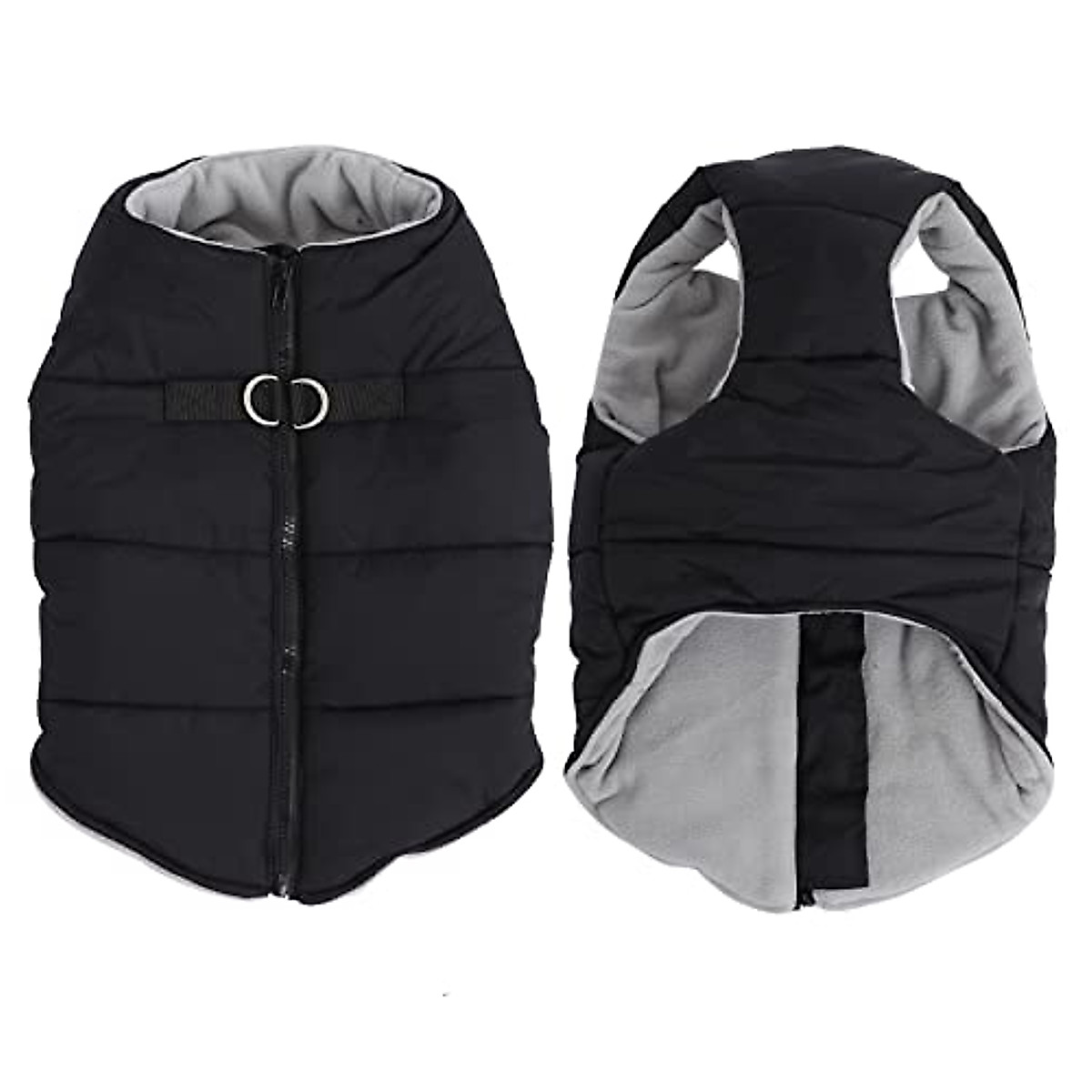 Geyecete Dog Bulldog Clothes Dog Cotton Padded Coat Thick Winter Warm Vest Waistcoat Cold Weather Jacket Clothing for French Bulldog Coat-Black-M