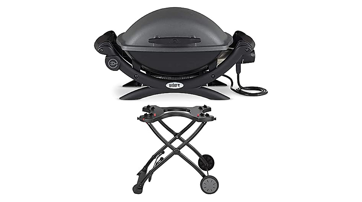 Weber Q 1400 Electric Grill Bundle with Portable Cart