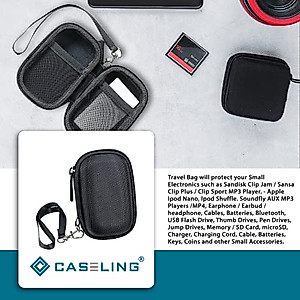 Caseling Carrying Hard Case for Sandisk Clip Jam/Sansa Clip Plus/Clip Sport MP3 Player. - Apple iPod Nano, iPod Shuffle. – Black.