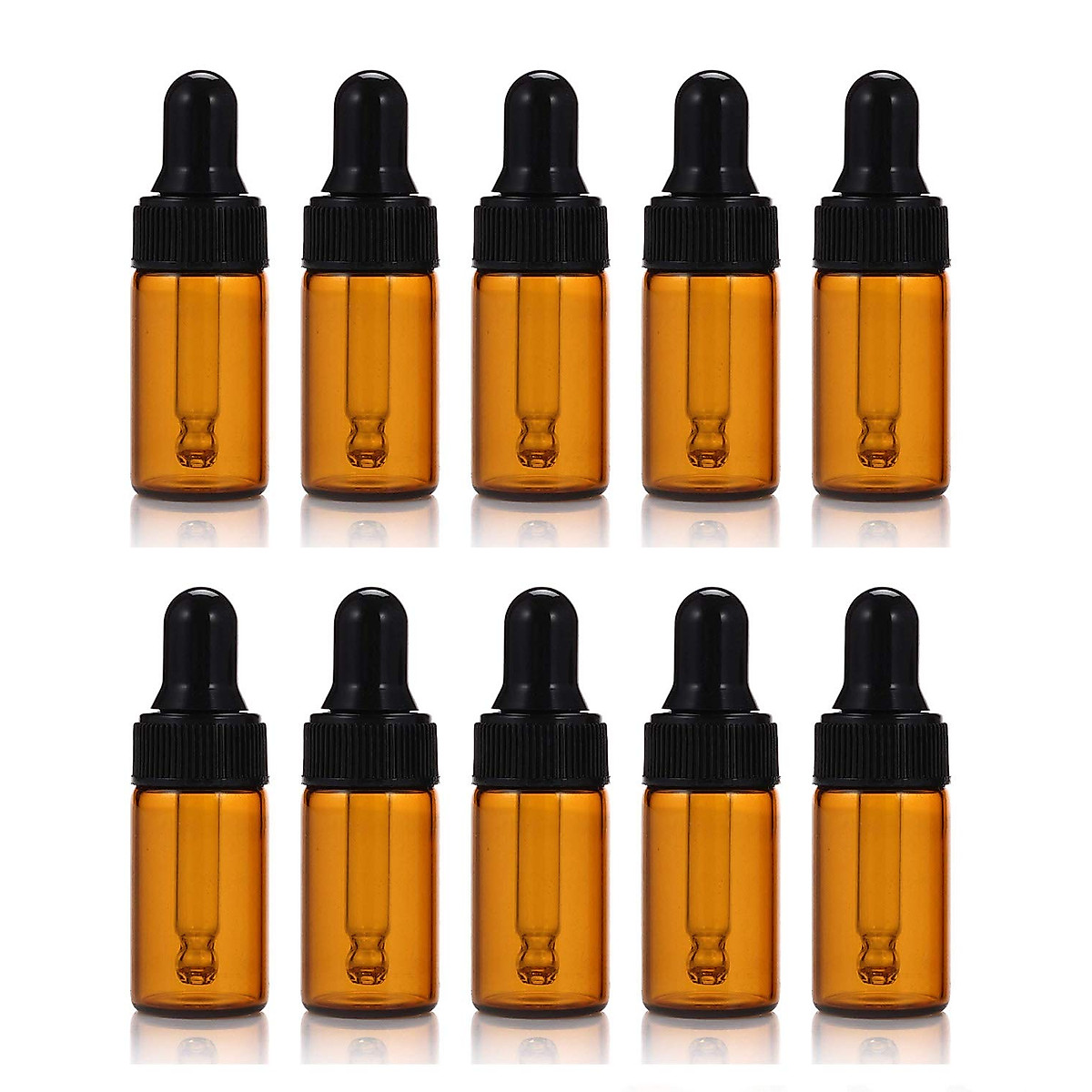 ELFENSTALL- 10pcs 10ml 1/3oz Amber Mini Glass Bottle Amber Sample Vial Small Essential Oil Bottle with Glass Eye Dropper Refillable Containers + 1pc Glass Clean Cloth + 1pc 3ml Dropper