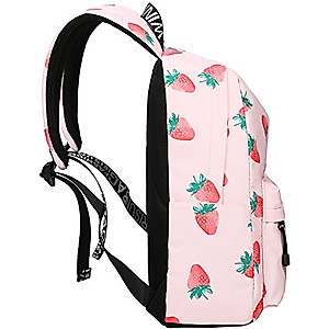 mygreen Backpack for Teens, Fashion Strawberry Pattern Laptop Backpack College Bags Shoulder Bag Daypack Bookbags Travel Bag Pink
