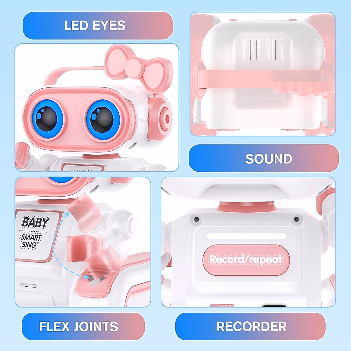 Robot Toy, Robot Toy for Kids, Remote Control Robot with Colorful LED Eyes & Music, Rechargeable RC Robots for Kids, Smart Talk Robot Toy for Children 3, 4, 5, 6, 7, 8 Years Boys & Girls Birthday Gift
