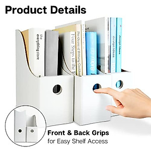 Dunwell White Magazine File Holder (6 Pack) - Sturdy Cardboard Magazine Holder, Vertical File Folder Holder, Magazine Holder for Desk, Office or Classroom Book Organizer, Paper Book Bins