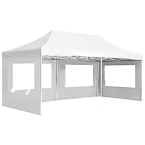 Professional Folding Party Tent with Walls Aluminum,Fruit Stand Gazebo,Deck Gazebo,Camping Gazebo,Hardtop Gazebo,Featuring a Folding Design,for Barbeque, Patio,Garden Party,Markets,19.7'x9.8' White