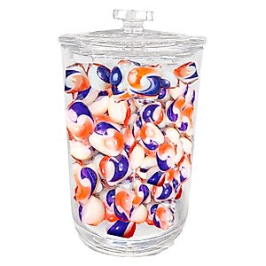 Skywin- Laundry Jars with Lid, Tall Laundry Detergent Jar, Glass Jars for Laundry Room, Laundry Containers for Organizing Laundry Room, Dishwasher Pod Container (Clear)