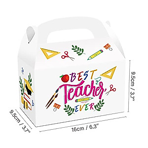 12 Packs Teacher Day Theme Party Favor Treat Boxes Best Teacher Ever Goodies Boxes Party Time Gift Boxes for Birthday Party Decration Supplies