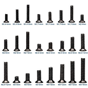 720pcs Countersunk Flat Head Mini Screw Set M1.4 M1.7 M2 M2.5 M3 Carbon Steel Computer Notebook Laptop Small Screws Kit DaJiKan