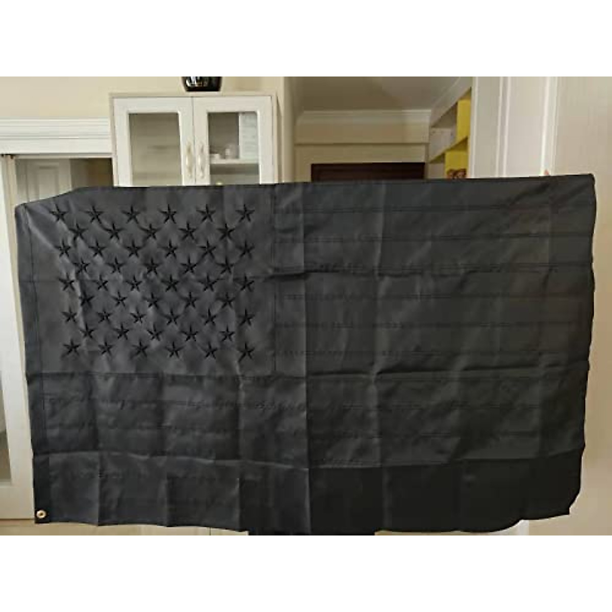 DZSM All Black American Flags 3x5 Ft,Solid USA Flag Double Sided with Embroidered Stars,Fade Proof Patriot United States America Banner Stitched Stripes,Blackout US for Outdoor,car,farm, F-001