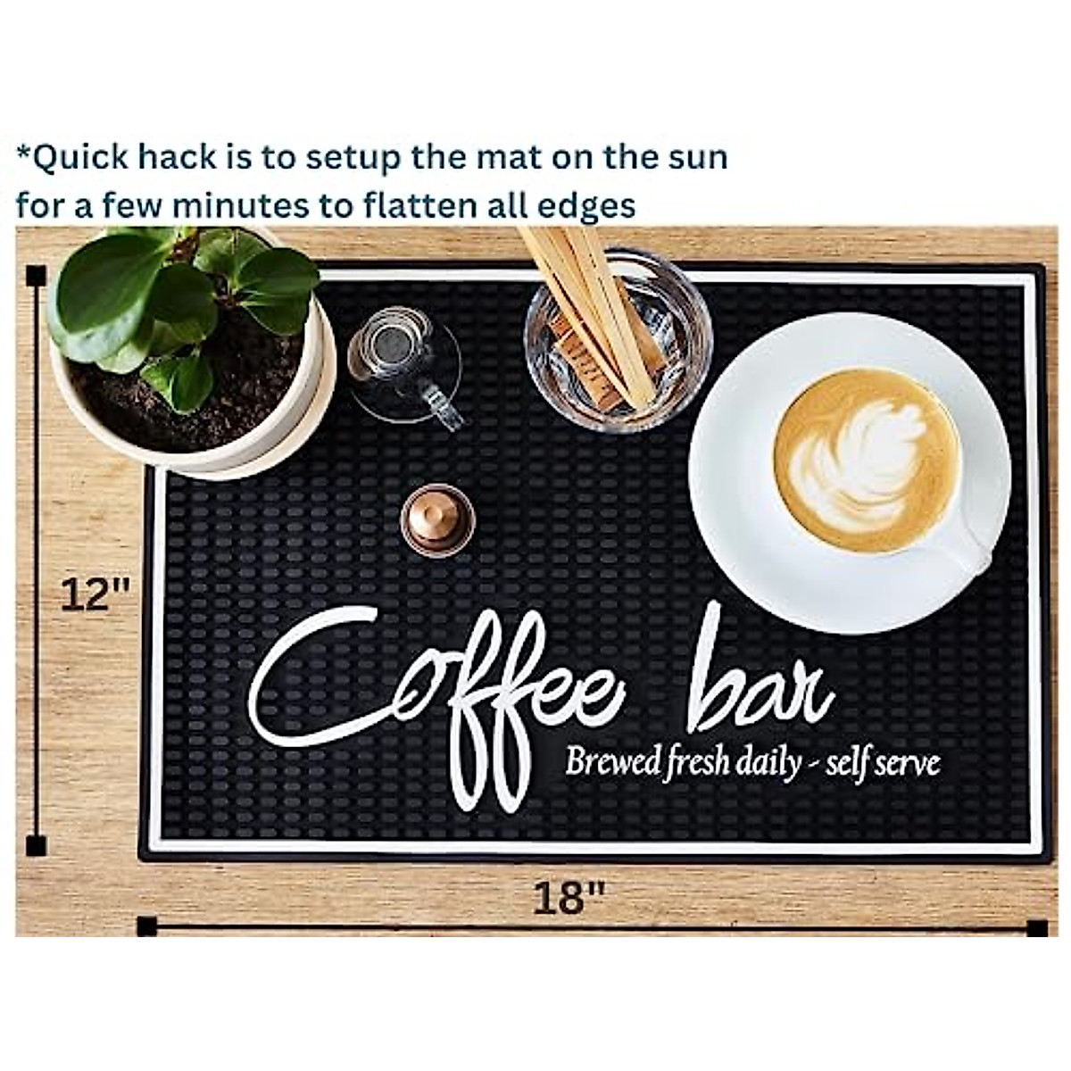 Elevate Your Coffee Game with the Ultimate Coffee Bar Mat for Countertop - Spill-Proof, Large 18 x 12" - Protect Your Countertop with our Durable Rubber Coffee Mat  - Perfect Coffee Station Accessory