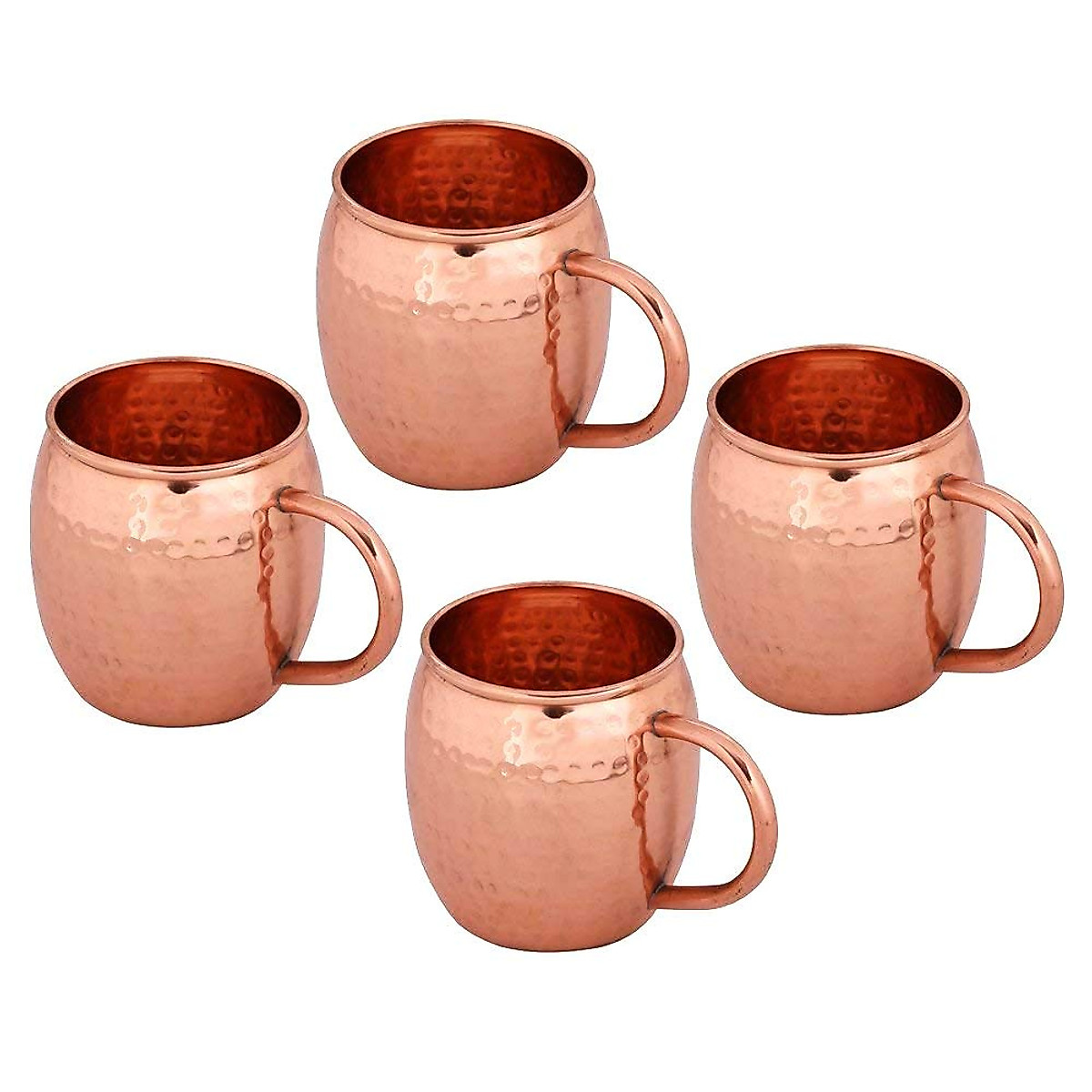 Kosma Set of 4 Moscow Mule Copper Mug 16 oz | 475 ml (Hammered Finish)