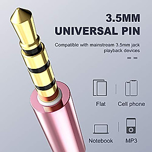 D-GROEE Earbuds Earphones, Wired Headphones in Ear, in-Ear Wired Earphone Metal Magnetic Subwoofer Mic Volume Control Gaming Headset Pink