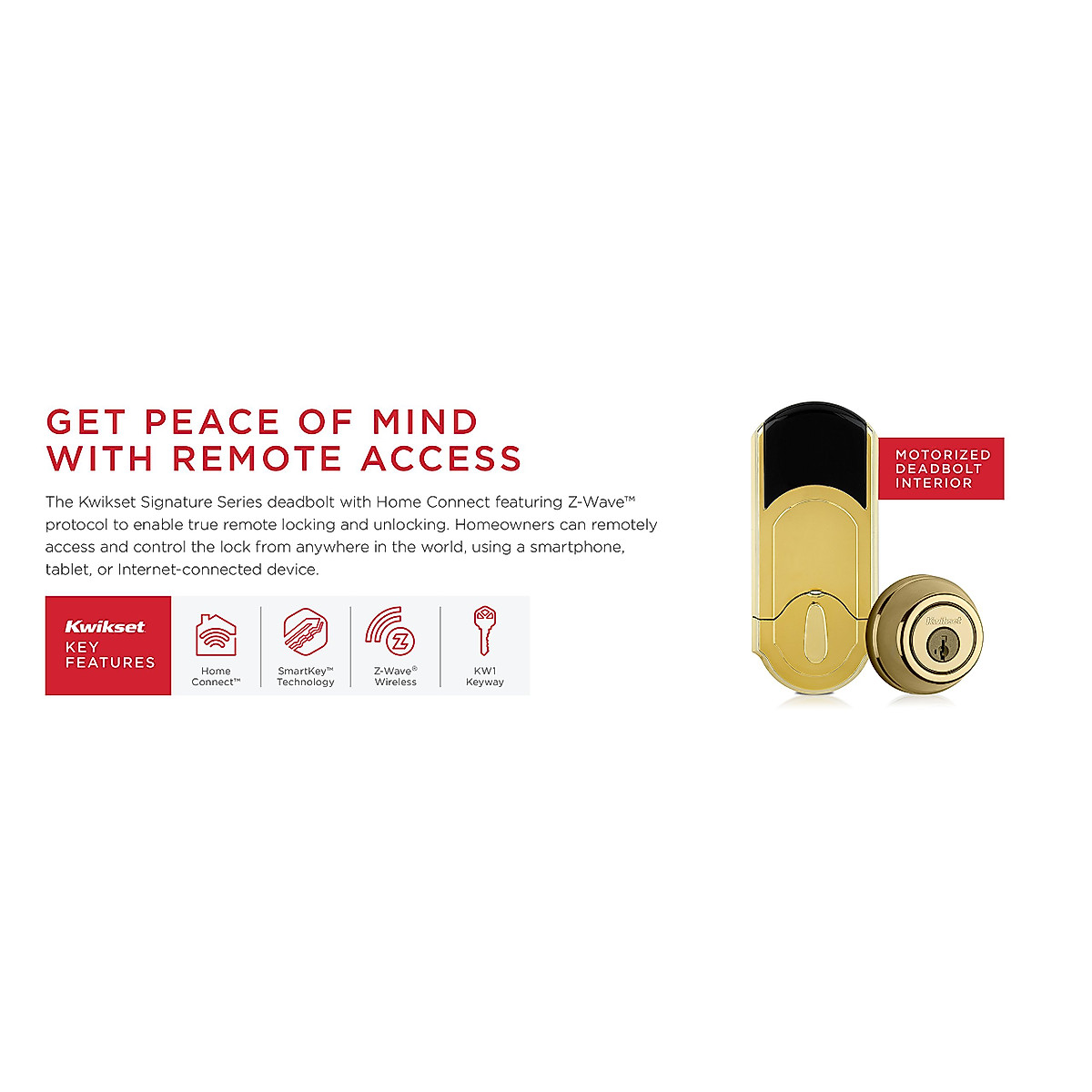 Kwikset 910 Signature Series Traditional Deadbolt featuring SmartKey Security and Home Connect Technology 99100-061 in Lifetime Polished Brass