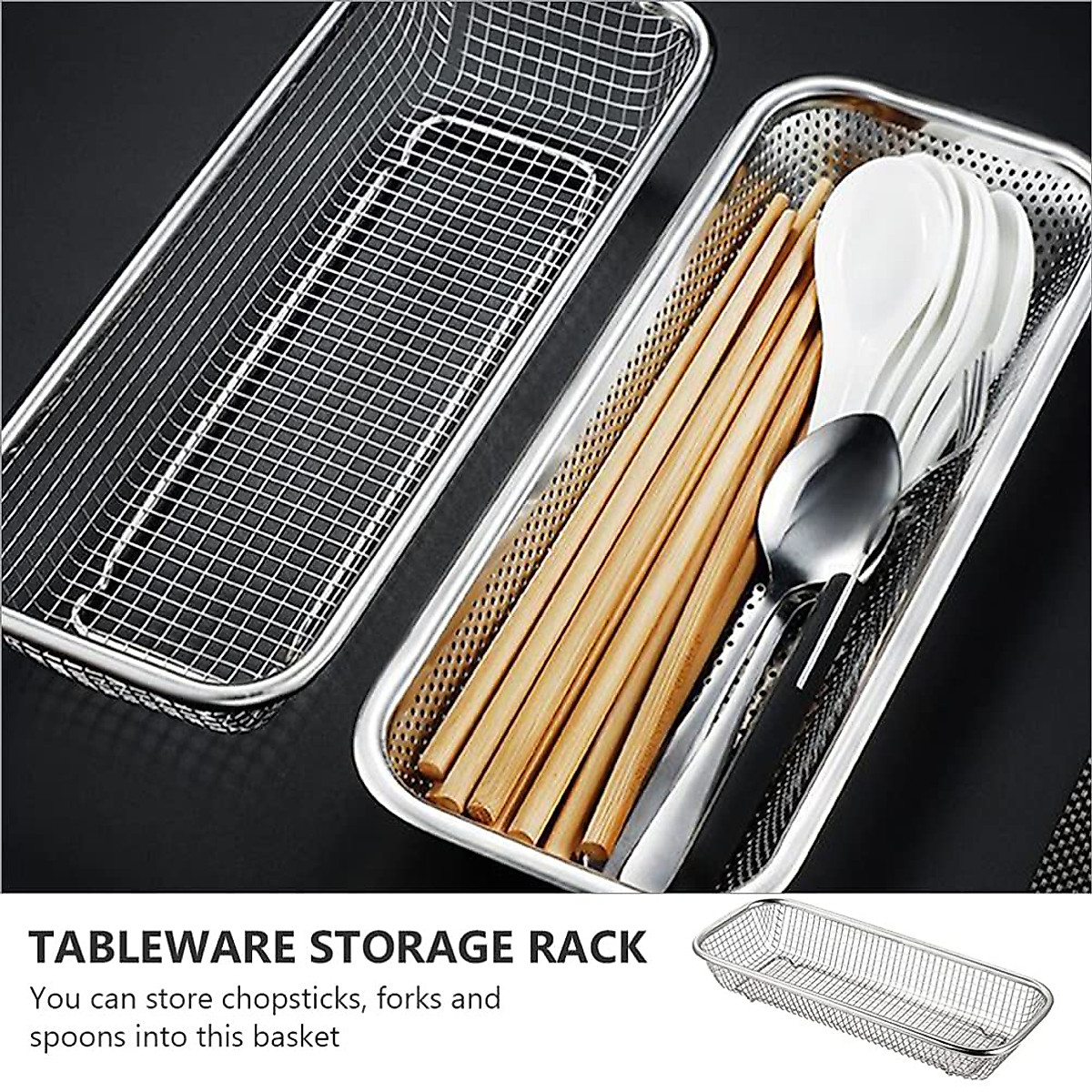 Cabilock Utensil Caddy Stainless Steel Cutlery Mesh Tray Utensils Silverware Kitchen Cabinet Drawer Organizer Tray Storage Basket for Kitchen Countertop Organization Silver Clear Silverware Organizer