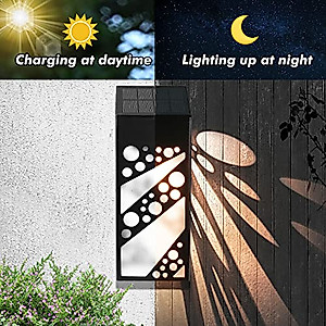 Solar Fence Lights, 6 Pack Waterproof Solar Wall Lights with RGB & Warm White Mode, Lighting Decorative Garden Lights with Auto On/Off, Perfect for Fence, Backyard, Garden, Front Door, Patio.