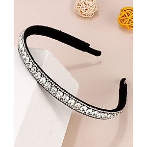 Wecoe Rhinestone Headband Silver Bling Sparkly Diamond Hair Band for Bridal, Birthday, Holiday, Homecoming Women's Gifts