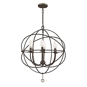 Crystorama Solaris 6 Light Bronze Sphere Chandelier - Ceiling Light Fixture - Chandeliers for Hallway, Living Room, Foyer, Farmhouse - Indoor Modern Chandelier and Flush Mount Light Fixture