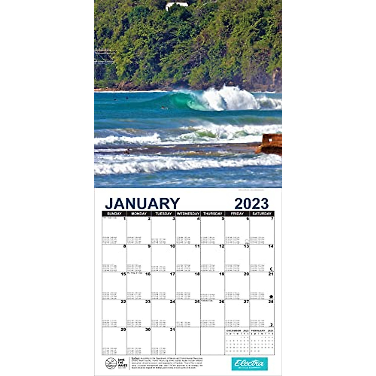 S & A PUBLISHING GLOBAL SURF 2023 SOUTHERN CALIFORNIA TIDE CALENDAR (12 in x 12 in) WALL BENEFITING SAVE THE WAVES, SURFING BOARD SPORTS