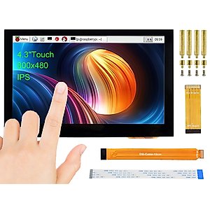 waveshare 4.3 inch DSI LCD Display for Raspberry Pi 4B/3B+/3A+/3B/2B/B+/A+/Compute Module 3+/3/4, 800×480 Touchscreen Capacitive IPS Screen Monitor, Support Raspbian/Ubuntu/Kali /WIN10 IoT/Retropie
