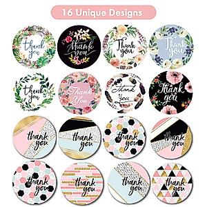 Thank You Stickers - 1.5" Thank You Stickers Roll | Multiple Designs Thank You for Supporting My Small Business Stickers | Thank You Stickers Small Business Supplies (Floral)