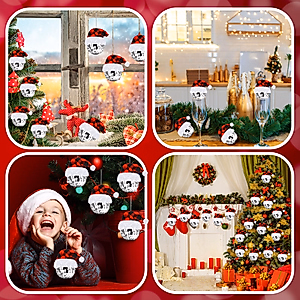 12 Pcs Mini Disco Ball Christmas Ornaments Disco Mirror Ball Tiny Disco Ball Bright Reflective Mirror Christmas Balls for Christmas Disco Party Decoration 1.97'' (Silver,Ball with Plaid Santa Hat)