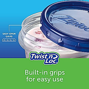 Ziploc Twist N Loc Food Storage Meal Prep Containers Reusable for Kitchen Organization, Dishwasher Safe, Small Round, 9 Count