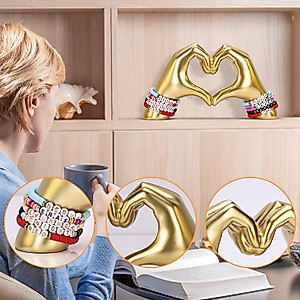 DOVDOV Gold Gesture Decoration, Heart Hand Statue Room Decoration, Love Finger Sculpture Wedding Decoration for Shelf Coffee Table Office Bedroom TV Cabinet Bookshelf Small Ornament Home Decoration