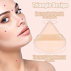 Pimoys 6 Pieces Powder Puff Face Triangle Makeup Sponge Soft Velour Puffs for Loose Powder Setting Powder Blender Foundation Sponge Beauty Makeup Tool, Stocking Stuffers Gift for Women