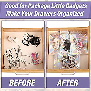 100 Pieces Resealable Holographic Bags-5.5x7.9''smell proof Foil Pouch Bags, Ziplock Bags for Party Favor Food Storage