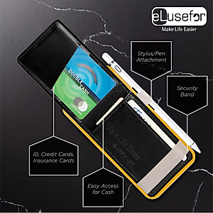 eLusefor Stick-On Phone Wallet & Card Holder for Back of iPhone or Android Case - Black