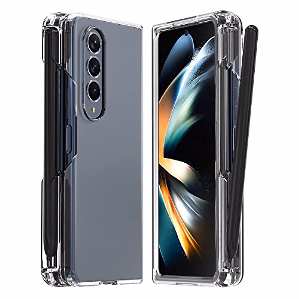 araree NUKIN P S-Pen Slot with Dual Material Protective Cover Compatible with Samsung Galaxy Z Fold 4 5G(2022) Clear Transparent Polycarbonate and TPU Lightweight Case