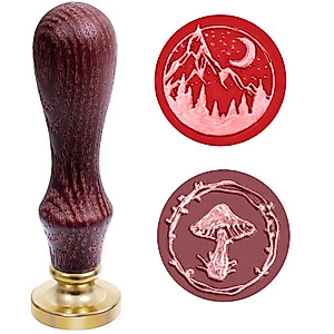 Wax Seal Stamp Gift Box Set, 6 Pcs Sealing Wax Stamps Copper Seals 1 Wooden Hilt, Wax Stamp Kit for Cards Envelopes, Gift Packaging (Vast Universe Series)