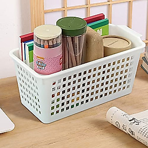 Fiazony 6-Pack Plastic Office Desktop Trays Basket Storage, White, F